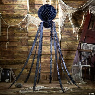 7 Ft. Large Black Hanging Honeycomb Tissue Paper Spider Halloween ...