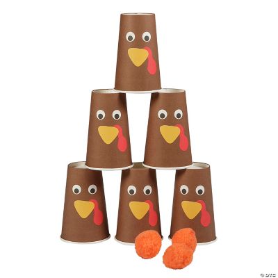 5 1/4" Thanksgiving Turkey Cup Stack Bowling Game with Stuffed Pom-Pom ...