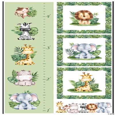 Wee Safari Growth Chart 23x44 Childrens Cotton Fabric by Northcott ...