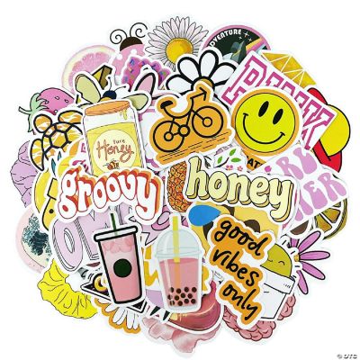 Wrapables Waterproof Vinyl Groovy Pink & Yellow Stickers for Water ...