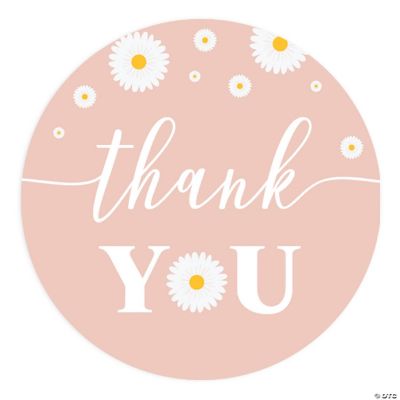 Koyal Wholesale Daisy Favor Thank You Stickers, 80-Pk 2-Inch Round ...