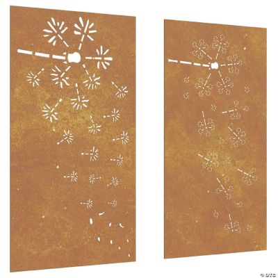 vidaXL Patio Wall Decorations 2pcs 41.3"x21.7" Corten Steel Flower Design