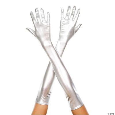 Extra Long Metallic Gloves, Silver | Oriental Trading