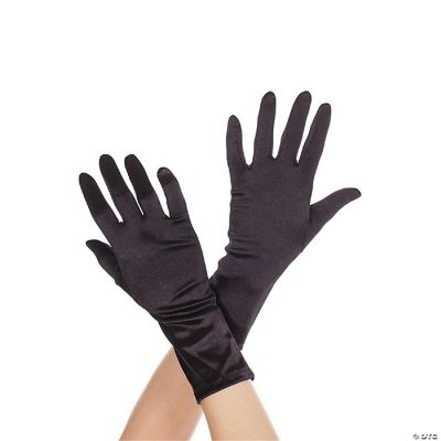 Music Legs 461-BLACK Wrist Length Satin Gloves, Black | Oriental Trading