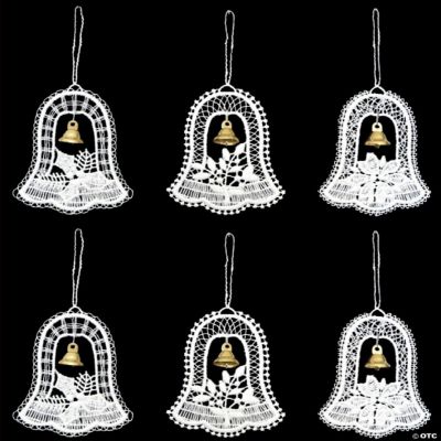 German Lace Bells with Metal Bells Christmas Tree Ornaments Set of 6 ...