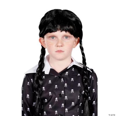 Wednesday Inspired Gothic Girl Black Braided Black Child Costume Wig ...