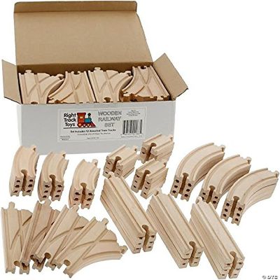 Wooden Train Track 52 Piece Set - 18 Feet Of Track Expansion And 5 ...