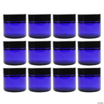 Cornucopia 2oz Cobalt Blue Glass Cosmetic Jars (12-Pack); Straight ...