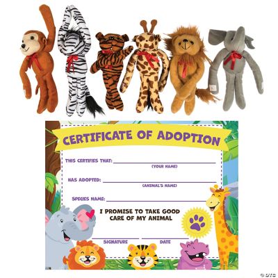 Stuffed Zoo Animal Adoption Kit for 12