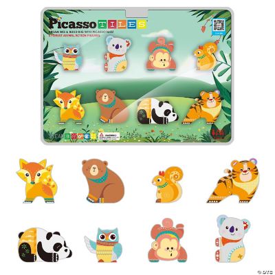 PicassoTiles 8 PC Forest Animal Themed, Magnetic Tiles, Magnetic ...