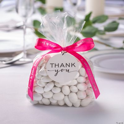Bulk Personalized Hot Pink Ribbons with Cellophane Bags & Tags for 48 ...