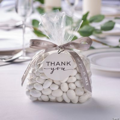 Bulk Personalized Silver Ribbons with Cellophane Bags & Tags for 48 ...