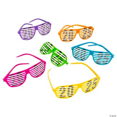 6" x 2" 2025 Brightly Colored Neon Plastic Shutter Glasses - 12 Pc.