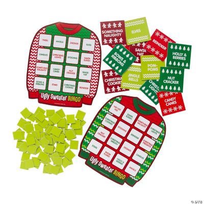 6" x 7" Ugly Sweater-Shaped Cardstock Bingo Game for 16 | Oriental Trading