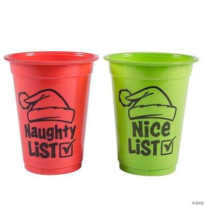 4 1/2" 16 oz. Bulk 50 Ct. Naughty or Nice List Disposable Plastic Cups ...