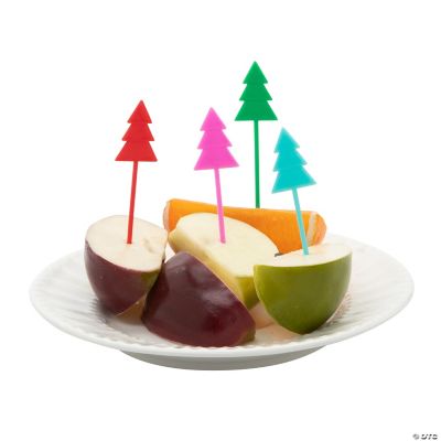 1 1/4" x 4" Bulk 72 Pc. Merry & Bright Colorful Christmas Trees Plastic ...