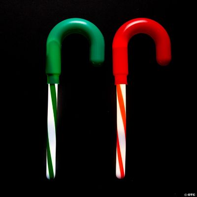 8 3/4" Candy Cane Stripe Glow Sticks with Plastic Topper - 12 Pc.