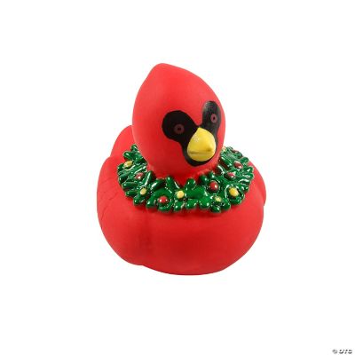 2 " Christmas Cardinal with Wreath Rubber Ducks - 12 Pc. | Oriental Trading