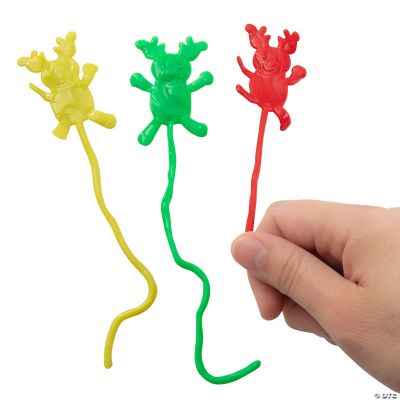 8" Bulk 72 Pc. Sticky Reindeer Red, Green & White Vinyl Splat Toys ...