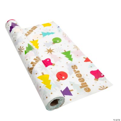 40" x 102 Ft. Merry & Bright Christmas Party Disposable Plastic ...