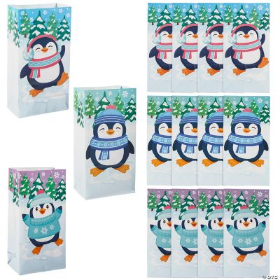 10" Winter Penguin Party Paper Treat Bags Assortment - 12 Pc ...