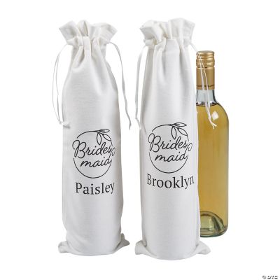 5 1/2" x 16" Personalized Wedding Party Drawstring Wine Bags - 6 Pc ...