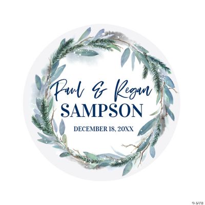 2" Bulk 144 Pc. Personalized Winter Wedding Round Favor Stickers ...