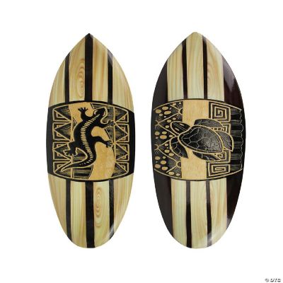 Chesapeake Bay Set Of 2 Hand Carved Wood Surfboards Tiki Decor Lizard ...