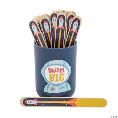 5 1/2" Outer Space Multicolor Wood Flip Name Sticks with Cup – 36 Pc ...