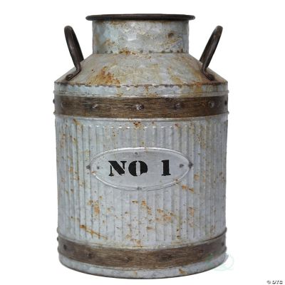 Vintiquewise Galvanized Metal Rustic Milk Can, Large | Oriental Trading