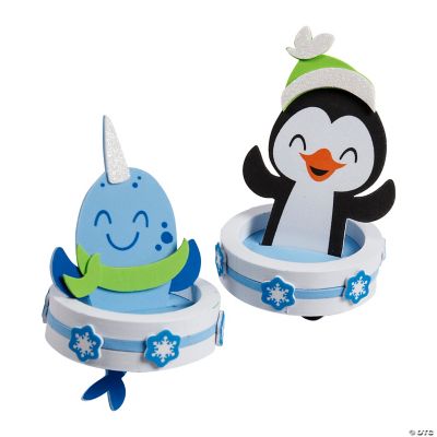 5 1/2" - 5 3/4" Floating Winter Animals Penguin & Narwhal Foam Craft ...
