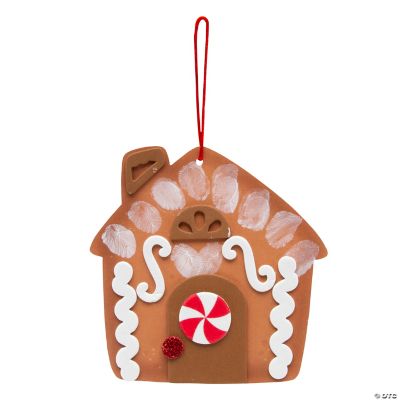 4 1/4" x 4 1/4" Thumbprint Gingerbread House Ornament Craft Kit - Makes 12