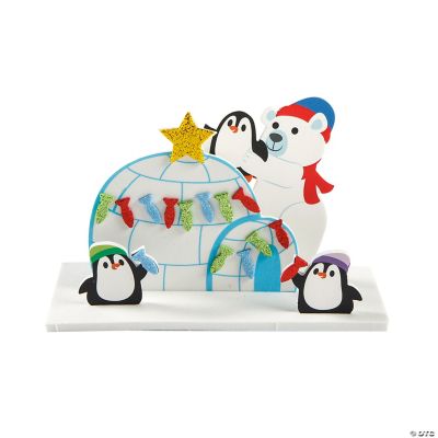 6" x 3 1/2" 3D Animals Decorating Igloo for Christmas Stand-Up Foam Craft Kit - Makes 12