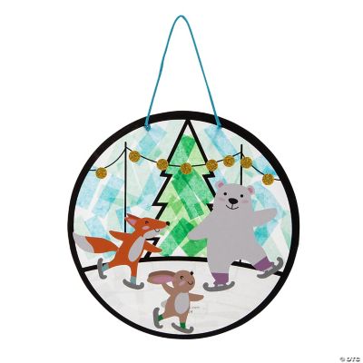 8" Animal Ice Skating Rink Tissue Paper Acetate Sign Craft Kit - Makes 12