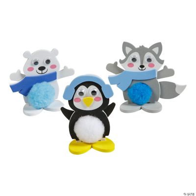 3 1/2" - 3 3/4" 3D Winter Character Pom-Pom Pals Craft Kit - Makes 12