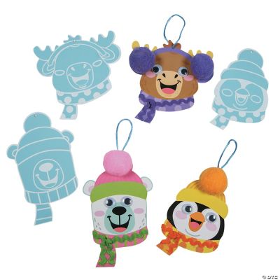 5 1/4" – 6 1/4" Magic Color Scratch Embellished Winter Animal Ornaments ...