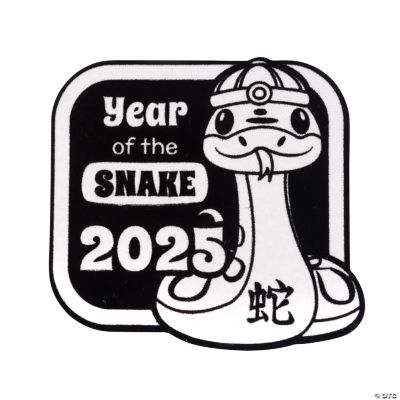 Color Your Own 2025 Chinese New Year of the Snake Fuzzy Magnets - 12 Pc.