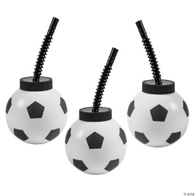 3 3/4" 14 oz. Soccer Ball Reusable Plastic Cups with Lids & Straws - 8 ...