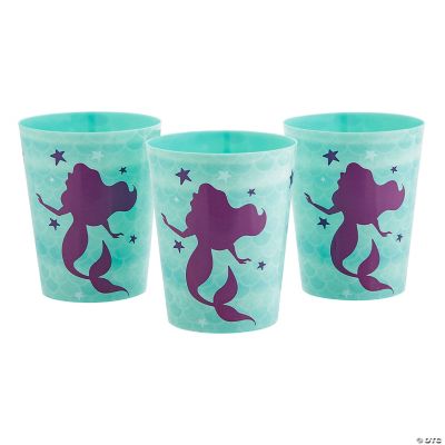 4 1/2" 16 oz. Mermaid Party Reusable Plastic Favor Cups - 8 Ct ...