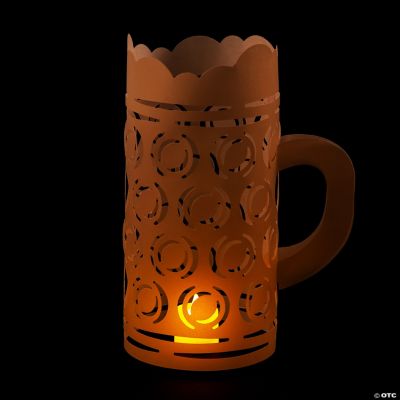 5" x 9 3/4" Oktoberfest Luminary Beer Mugs with Tealight Candles - 24 Pc.