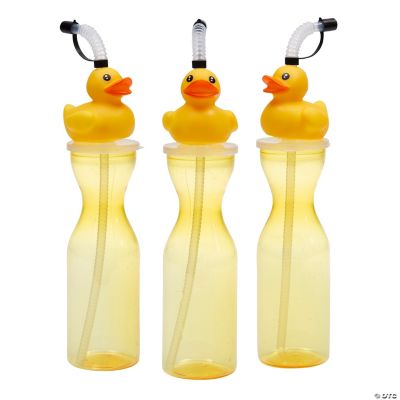 16 oz. Yellow Rubber Duck Plastic Reusable Cups with Lids & Straws - 6 ...