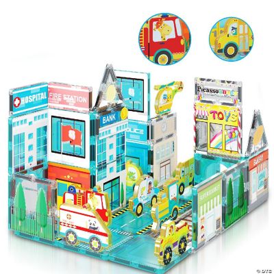 PicassoTiles 50 PC Metro City Themed, Magnetic Tiles, Magnetic Building ...