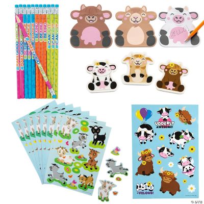 Bulk 108 Pc. Goat & Cow-Themed Stationery Handout Kit