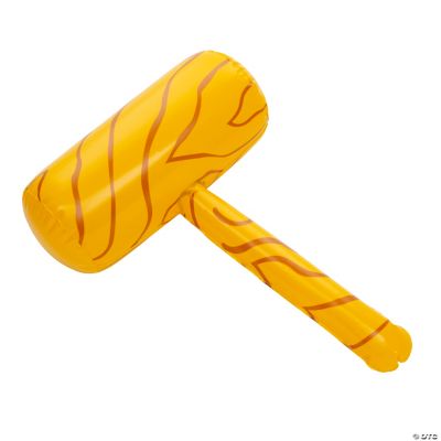 14" Yellow Wood-Grain Design Inflatable Plastic Mallet | Oriental Trading