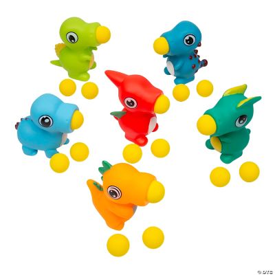 3 1/2" Bright Color Dinosaur Squeeze Ball Popper Toys - 6 Pc ...