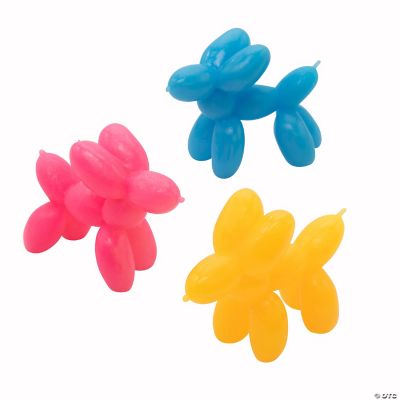 2 1/2" x 1 1/2" Brightly Colored Stretchy Balloon Dogs - 12 Pc.