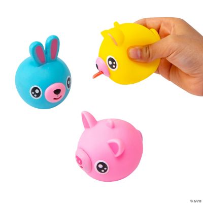 2 1/4" x 3" Small Blue, Pink & Yellow Tongue-Out Squeak Animals - 12 Pc ...