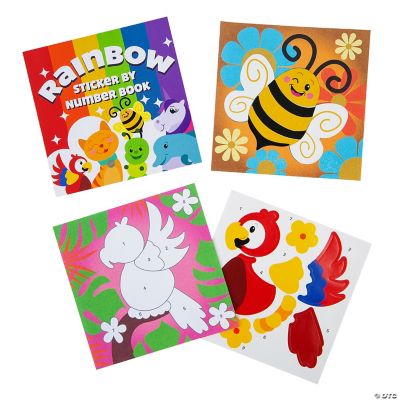 4" x 4" 6 Pg. Mini Rainbow Animals Sticker-By-Number Books - 12 Pc ...