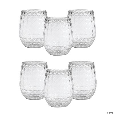 3 3/4" Bulk 48 Pc.Triangular Patterned Reusable Plastic Stemless Wine ...