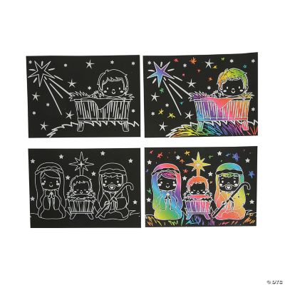 5" x 7" Magic Color Scratch Nativity Scene Activity Sheets - 24 Pc.